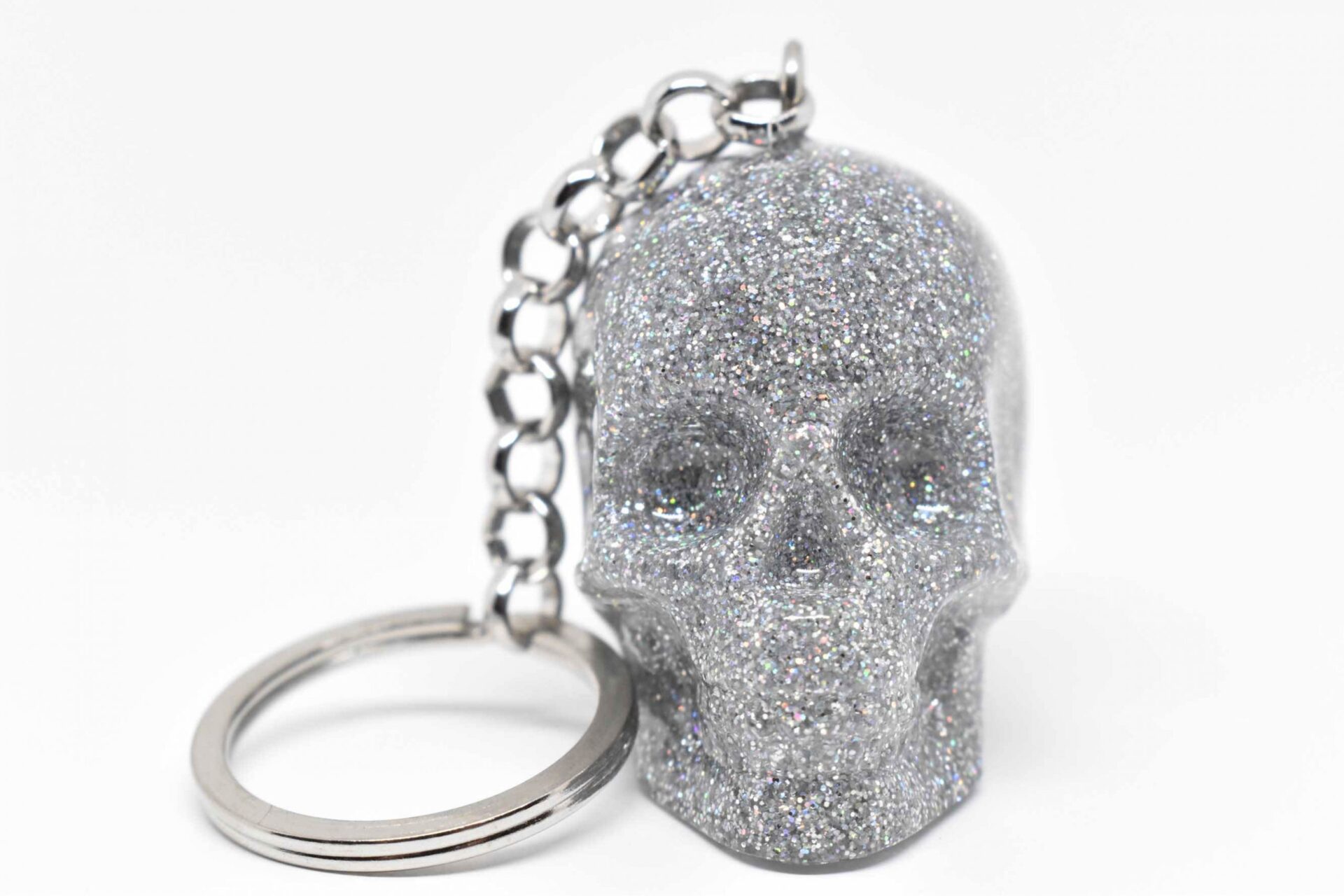 Punk Rock Keychain: 2025's Best Silver Glitter Skull Keychain, Perfect Gift
